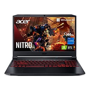 Acer Nitro 5 AN515-57 Gaming Laptop Intel Core i7-11800H NVIDIA RTX 3050 Ti 15.6" FHD 144Hz IPS Display 8GB DDR4 512GB NVMe SSD Killer Wi-Fi 6 Backlit Keyboard (Renewed)