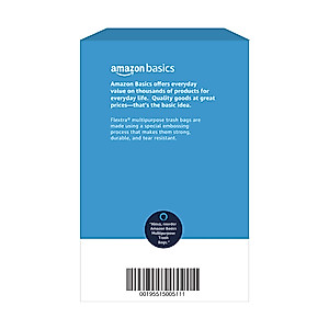 Amazon Basics Flextra Multipurpose Drawstring Trash Bags, 30 Gallon, 50 Count