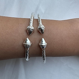 Better Jewelry Elegant Pointed Ends .925 Sterling Silver West Indian Bangles,1 pair