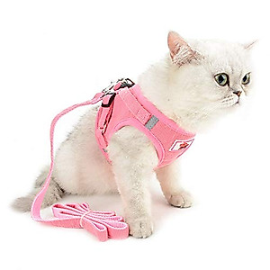 SELMAI Comfortable Cat Harness and Leash Kitten Vest No Pull No Choke Escape Proof Soft Mesh Reflective for Puppy Extra-Small/Small Dogs Walking Corduroy Jacket Adjustable Breathable Lightweight