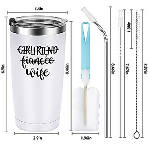 Husband and Wife Travel Tumbler Set, Wedding Engagement Anniversary Valentine’s Day Gifts for Couple Husband Wife Bride Groom, His and Hers Newlywed Gifts, 20oz Stainless Steel Insulated Tumbler