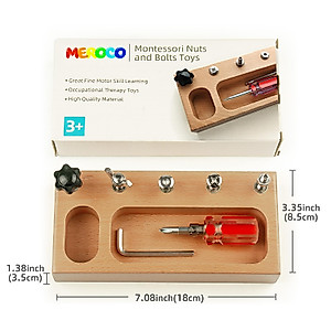 MEROCO Montessori Screw Driver Board for Kids Montessori Materials Basic Skills Educational Learning Toys for 3 4 5 Year Old Kids Toddlers Sensory Montessori Toy Preschool Classroom Fine Motor Skills