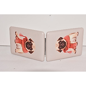 Fawn Pug Dog Pup Wearing a Scarf Compact Magnifing & Regular Pocket Purse Makeup Mirror