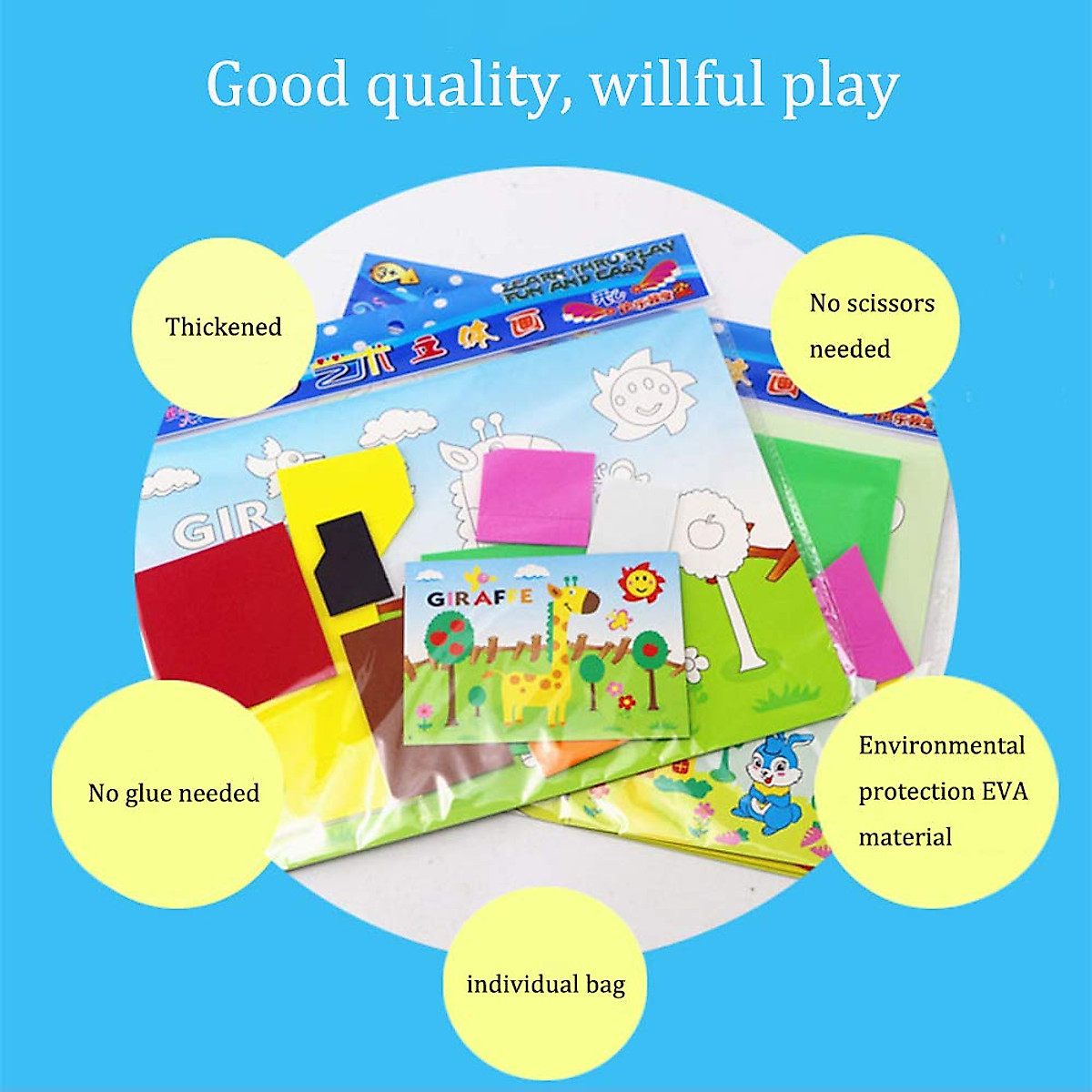 3D EVA Foam Stickers for Toddlers Large Size DIY Cartoon Animal Painting Stickers Preschool Art Class Drawing Sticker Puzzle Art Craft Kit for Kids Boys Girls Age 4-8(20PCS)­