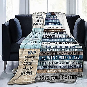 Girlfriend Gift Throw Blankets I Love You Gifts for Her, to My Girlfriend Blanket Anniversary Romantic Blanket for Bed Couch, Soft Throw Blankets for Christmas Birthday Valentines 40x50inch