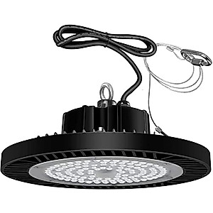 Juyace UFO LED High Bay Light 200W 28000lm 800W HID/HPS Equivalent High Bay LED Lights ETL Listed 5000K Daylight Durable Power Adapter Commercial Barn Garage Warehouse Workshop Wet Location Area Light