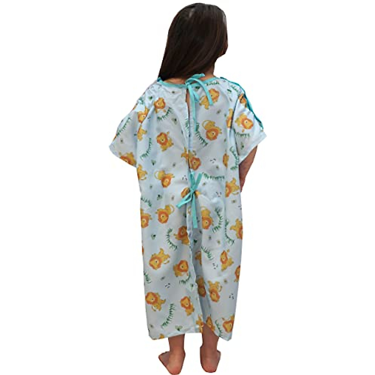 3 Pack - Pedatric IV Gown, Woven, 100% Polyester, Lazy Lion Blue Background (4 to 6 Year Old)