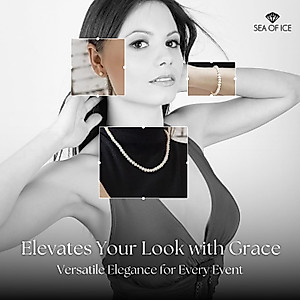 SEA OF ICE Freshwater Cultured Pearl 5mm-6mm Necklace Bracelet and Stud Earrings Silver Jewelry Set for Women