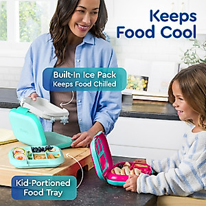 Bentgo® Kids Chill Lunch Box - Bento-Style Lunch Solution with 4 Compartments and Removable Ice Pack for Meals and Snacks On-the-Go - Leak-Proof, Dishwasher Safe, Patented Design (Aqua)