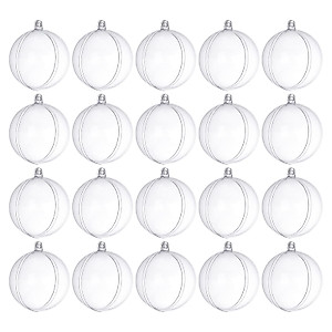 20pcs Christmas Clear Ball 50mm Plastic Fillable Ornaments Balls for Xmas Tree DIY Crafting Wedding Holiday Home Decor Party Supplies