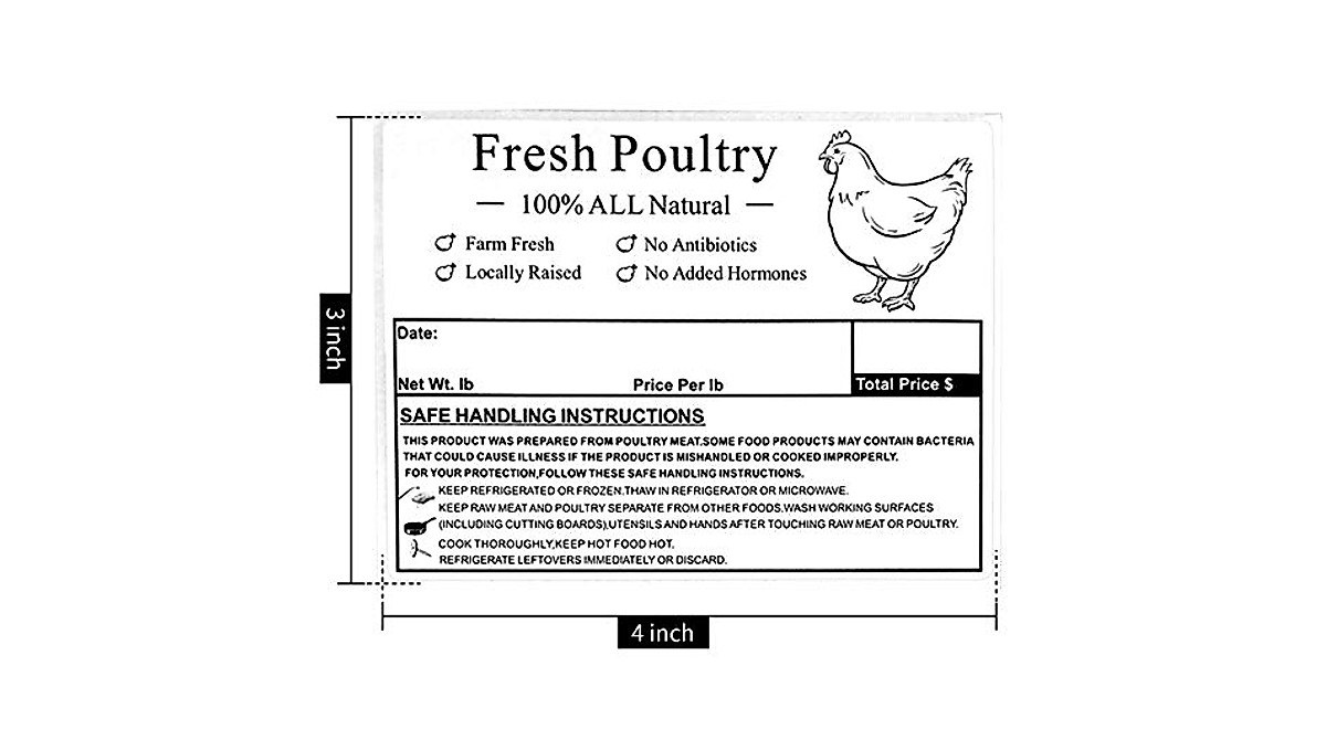 Poultry Freezer Labels - 50 Pcs for Safe Handling