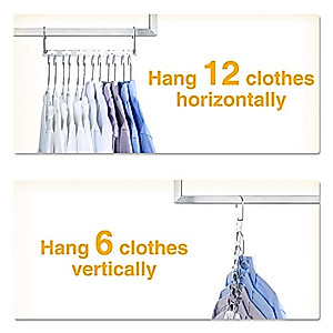 HOUSE DAY Magic Hangers Space Saving Hangers for Clothes Hangers Space Saving Wardrobe Clothing Hanger Organizer Closet Space Saver Hangers (12 Pack)