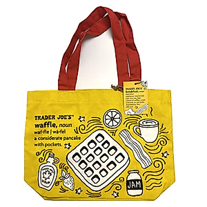 JSEVEN Trader Joe's Reusable Shopping Bag Breakfast Waffle Toast Milk Heavy Cotton Bag