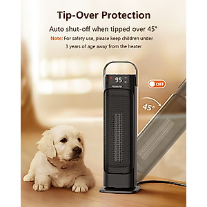 24" Space Heater, Acouto 1500W Portable Electric Heaters Indoor Use, Oscillating Ceramic Heater with Overheat & Tip-over Protection, ECO Mode, 12H Timer for Living Room, Bedroom, Office, Garage