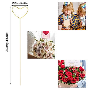 30 Pcs Floral Metal Place Card Holder Picks, Heart Loop Shape Flower Pick, Clips Picture Holders, Flower Gift Card Holder, Gold Heart Floral Picks Clip Floral Pick, for Photo Picture Memo Party