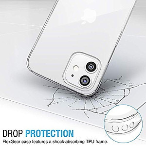FlexGear [Full Protection Case for iPhone 12 / iPhone 12 Pro with 2X Glass Screen Protectors - Crystal Clear