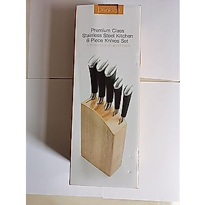Denkich Small Knife Set, 6 Pieces Professional Chef Knife Set for Kitchen, German 5CR15 Steel Knife Set with Wood Block, Easy-Grip Handle, Rust-Proof, for Chopping, Slicing, Dicing