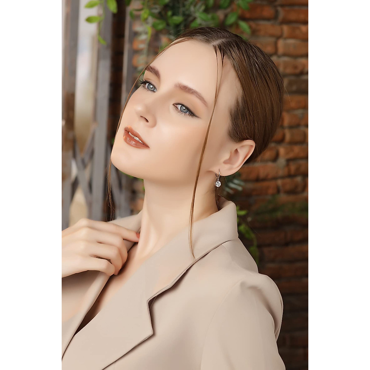 Sterling Silver Earrings for Women | Cubic Zirconia Earrings | 6mm Round Bezel Sparkling Triple AAA Cubic Zirconia Drop CZ Dangle Earrings for Women Bridal Fashion Trendy