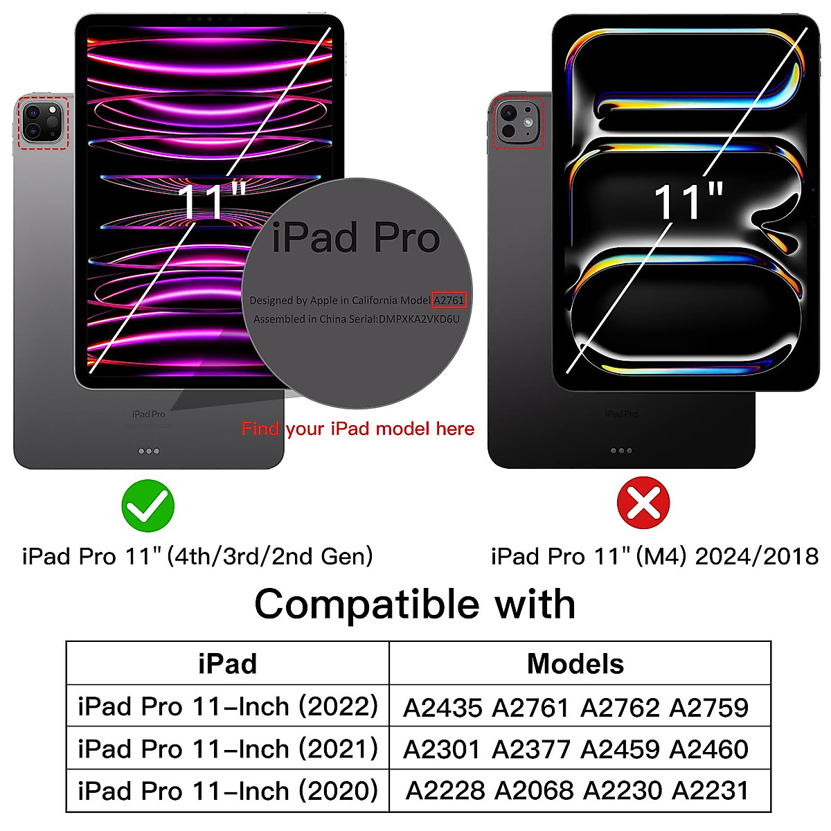 JETech Case for iPad Pro 11 Inch 2022/2021/2020 Model (4th/3rd/2nd Generation), with Pencil Holder, Support 2nd Pencil Charging, Slim Tablet Cover with Soft TPU Back, Auto Wake/Sleep (Black)