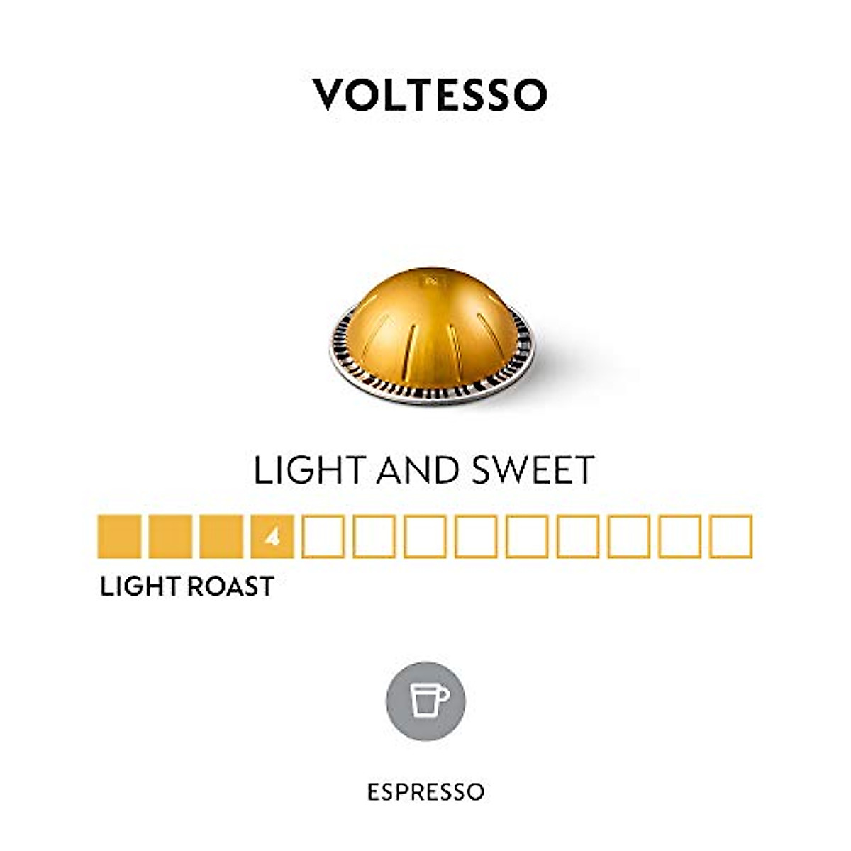 Nespresso Capsules VertuoLine, Voltesso , Mild Roast Espresso Coffee, 50 Count Coffee Pods, Brews, 10 Count (Pack of 5), (VERTUOLINE ONLY)