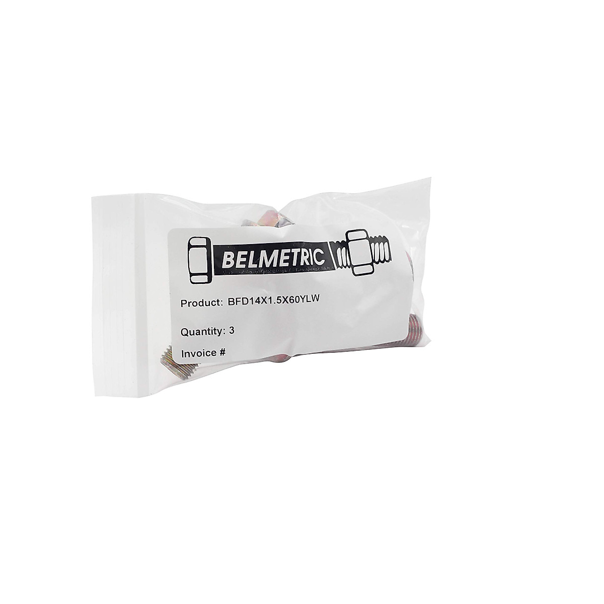 (4pcs) BelMetric M14X1.5X45 Metric Hardened Fine Thread Hex Head Flange Bolt, DIN 6921, Class 10.9, Yellow Zinc Finish, BFD14X1.5X45YLW-4