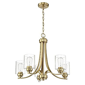 Craftmade 50525-BNK Bolden Clear Seeded Glass Shade Chandelier, 5-Light 500 Watts, Brushed Polished Nickel