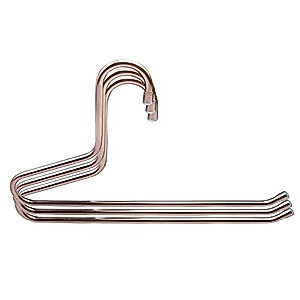 YUNAI 3Pcs Stainless Steel Pants Hangers, Open Ended Hangers, Jean Hangers, Strong Durable Anti-Slip Slacks Hangers for Space Saving.(Rose Gold)