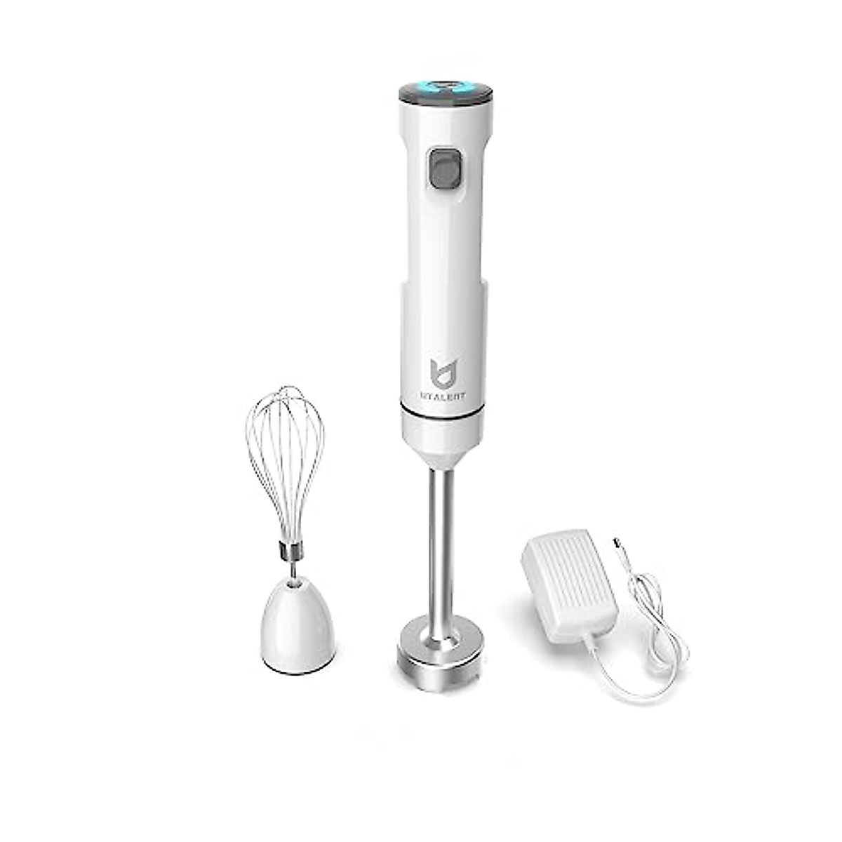 Cordless Hand Blender, UTALENT Variable Speed Immersion Blender handheld Rechargeable, with Fast Charger, Egg Whisk, for Smoothies, Milkshakes, Hummus and Soups – White