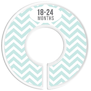 Baby Closet Size Dividers, Mint, Set of 6 Organizers, BoyStripe, Chevron