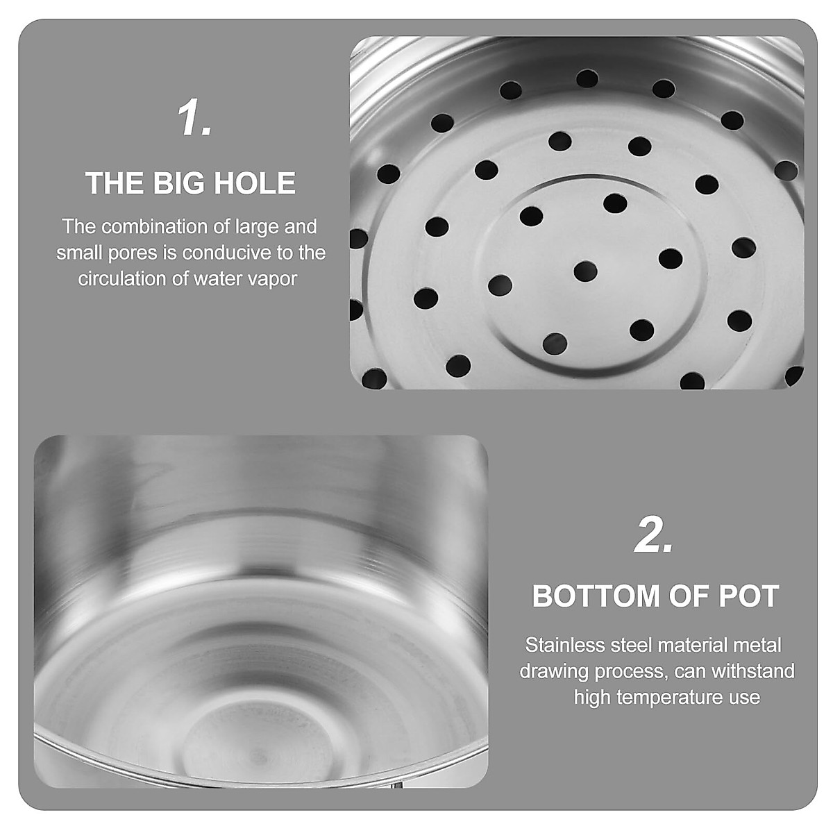 YARNOW Stainless Steel Steamer Pot 2 Tier Food Steamer Double Layer Metal Cooking Steamer Support for Stove and Induction for Tamale Vegetable Dumpling and Seafood 18cm