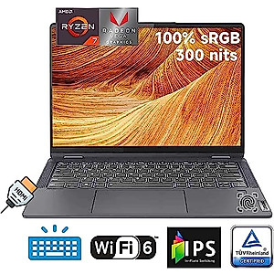 Lenovo Flex 5 14" 2-in-1 16:10 2.2K (2240x1400) Touchscreen Laptop, 8-Core AMD Ryzen 7 5700U, 16GB RAM, 512GB PCIe SSD, Wi-Fi 6, Windows 11, Fingerprint, w/HDMI Cable