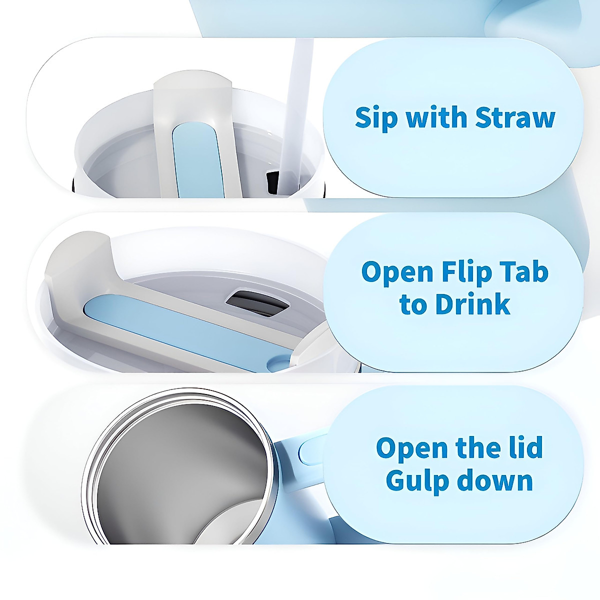 Ruihualexi Adventure Quencher Travel Tumbler, 40 Oz Tumbler with Glass Cups with Lids and Straws, Stainless Steel Travel Mug Water Bottle Cup, Gifts for Women Men Him Her, Bay Leaf