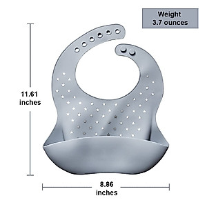 Ovelzurea Silicone Baby Bibs for Babies & Toddlers，Food Grade Silicone Bibs for Girls and Boys， BPA-free Waterproof Bib, Easy to Wipe，Adjustable, 2PCS