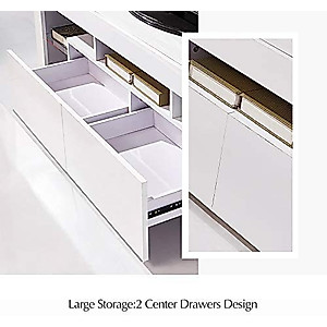 Modern TV Stand - Home TV Cabinet with Clolorful Lights and Storage Drawer, Entertainment Center for up to 60-inch TV Living Room (White)