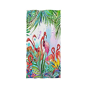 Tropical Flamingo Bird Leave Extra Large Hand Towels 30 X 15 Inch, Palm Tree Bath Bathroom Shower Towels Hand Washcloth Fingertip Towels Highly Absorbent for Hand,Face,Gym and Spa