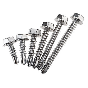 Toolly 400PCS #8 x 1/2" to 1-1/2" Self Drilling TEK Screws Assortment Kit, Hex Washer Head & Wafer Head, 410 Stainless Steel Self Tapping Sheet Metal Screws for Metal, Wood, Plastics