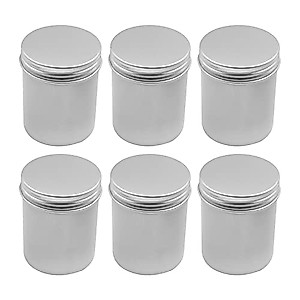 Othmro 6Pcs 2.7oz Metal Round Tins Aluminum Tin Cans Jar Refillable Containers 80ml Tin Cans Tin Bottles Containers with Screw Lid for Salve Spices Lip Balm Tea Candies Silver 65×50mm