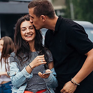 6 pieces Yin Yang Adjustable Cord Bracelet Set for Couple Yin Yang Matching Pendant Necklace for BFF Yin Yang Tai Chi Ring Band for Friendship Boyfriend Girlfriend (N Yin Yang Set, one size)