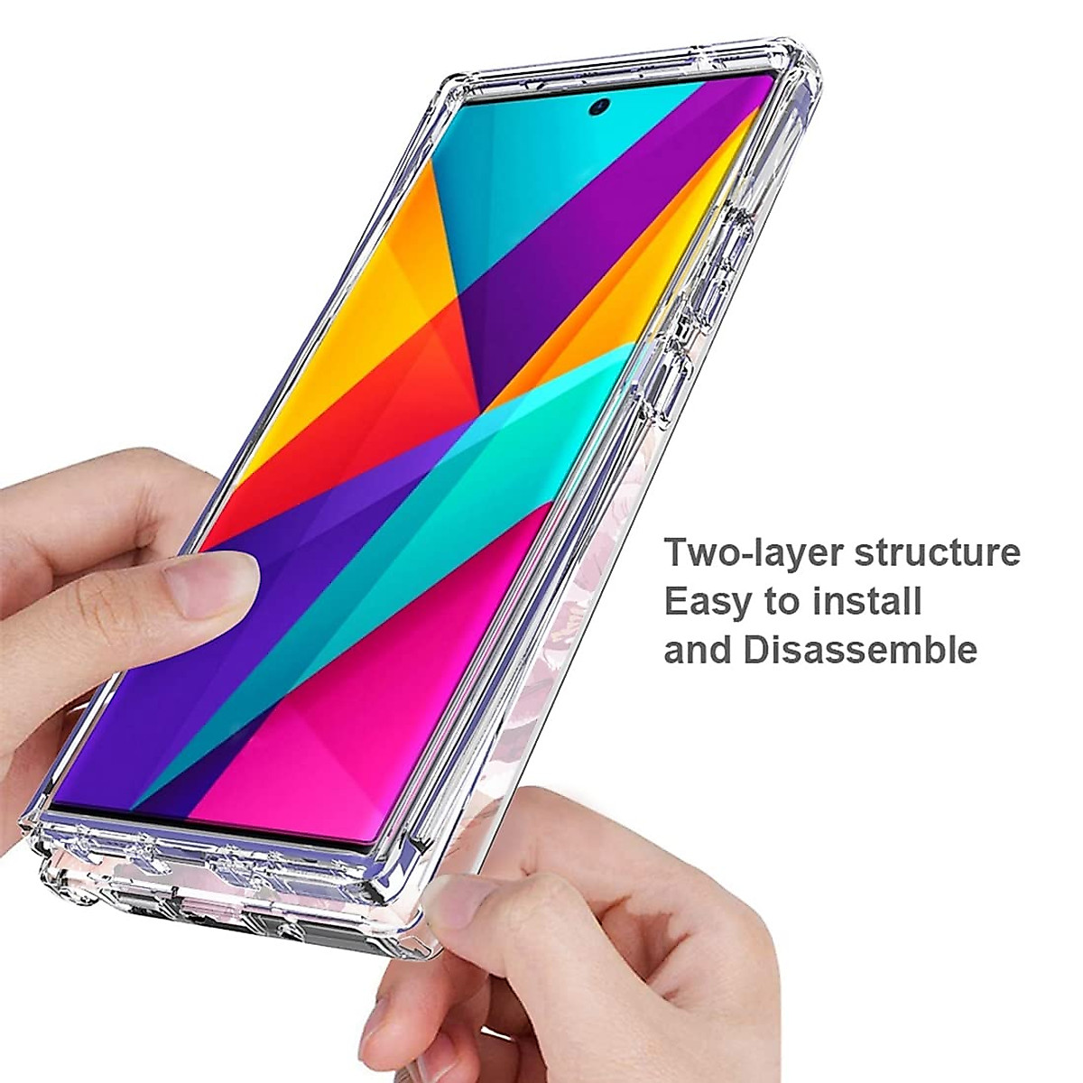 Bohefo Case for Galaxy Note 20 Ultra 5G SM-N986U Case with Tempered Glass Screen Protector,Full Body Cute Floral Shockproof Protective Phone Case Cover for Samsung Galaxy Note 20 Ultra (purple flower)