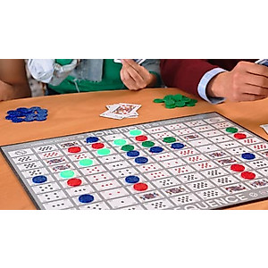 Sequence Premium Edition - Stunning Set with Giant Board (20.25 x 26.25 inches), Exclusive Chips and Deluxe Cards by Goliath, Blue, for Ages 7+