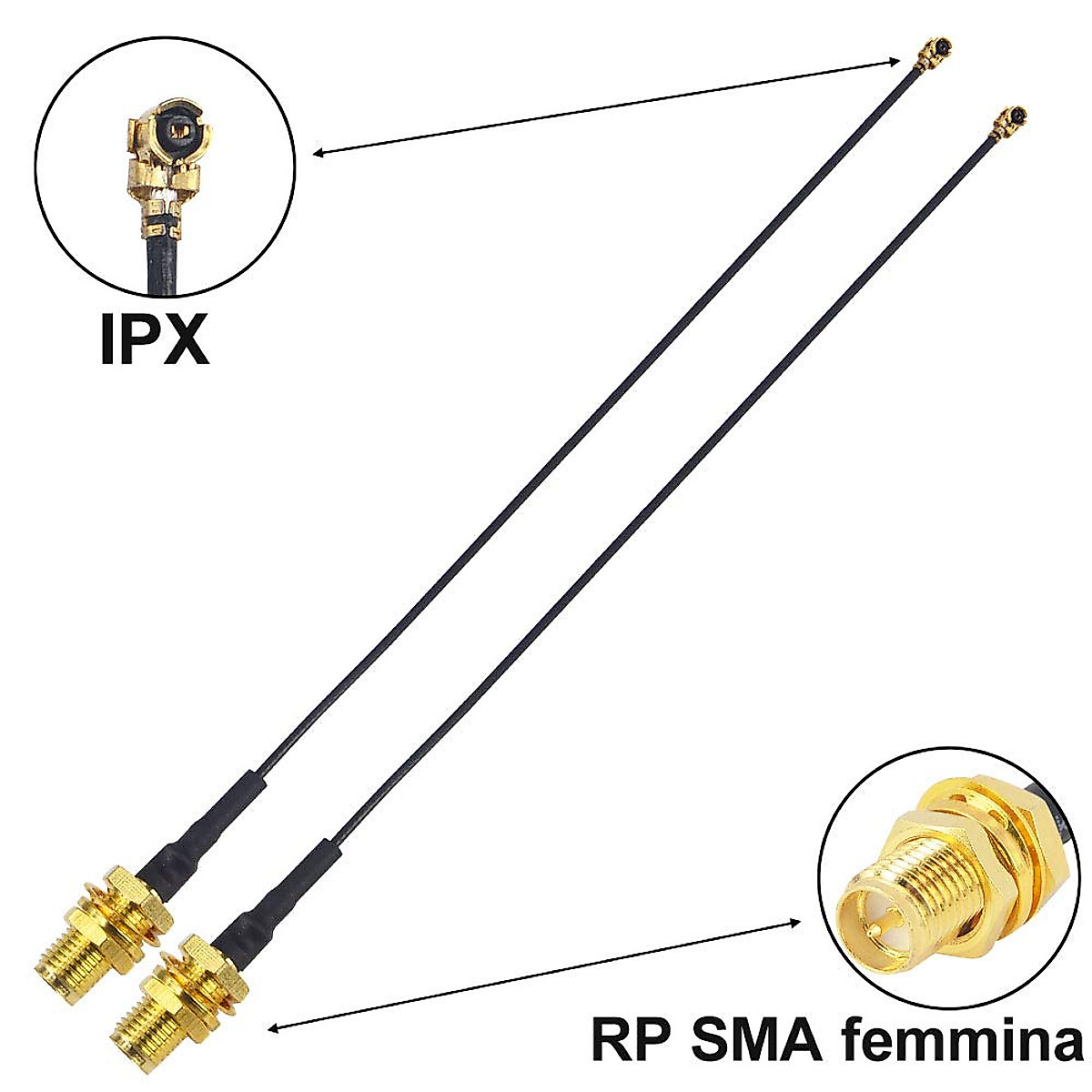 onelinkmore U.FL/IPEX/IPX Mini PCI to Reverse Polarity SMA Pigtail Antenna WiFi Router Cable Antenna NGFF Interface for WiFi Router Gateway Wireless PCIE Network Card Pack of 2