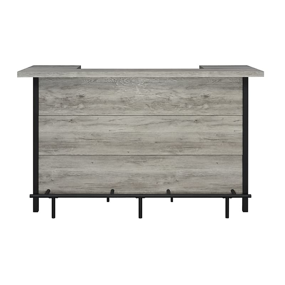 Coaster 70.75" W Modern Wood Bar Unit with Footrest in Gray Driftwood/Black