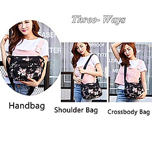 Nawoshow Nylon Floral Multi-Pocket Crossbody Purse Bags for Women Travel Shoulder Bag (Flower&Butterfly)