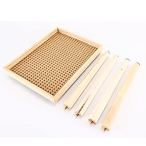 XOXNEUN Rattan Side Table,Rectangle Nightstand,Boho Side Table,Small Sofa Table for Living Room Bedroom Small Spaces. (Burlywood)