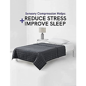 YnM Exclusive 15lbs Weighted Blanket, Smallest Compartments with Glass Beads, Bed Blanket for One Person of 140lbs, Ideal for Twin or Full Bed (48x72 Inches, 15 Pounds, Dark Grey)