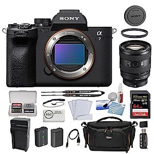 Sony Alpha a7 IV Mirrorless Camera Body Bundled with FE 20-70mm f/4 G Lens + 64GB SD Card + Filter + Battery + Charger + Cap Keeper + Case + Cleaning Kit + SD Case + SD Reader + Cloth (13 Items)
