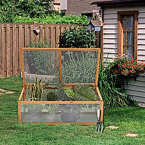 MCombo Wooden Garden Portable Greenhouse Cold Frame Raised Plants Bed Protection 6057-0690 (Orange)