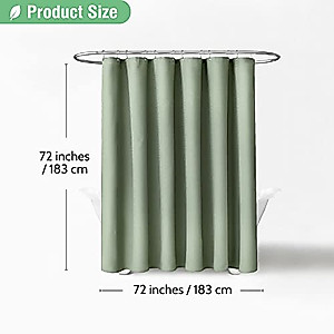 Dynamene Sage Green Shower Curtain - Waffle Textured Heavy Duty Thick Fabric Shower Curtains for Bathroom, 256GSM Luxury Weighted Polyester Cloth Bath Curtain Set with 12 Plastic Hooks，72Wx72H,Green