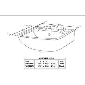 Small Wall Mount Bathroom Sink 12.4"x11" White