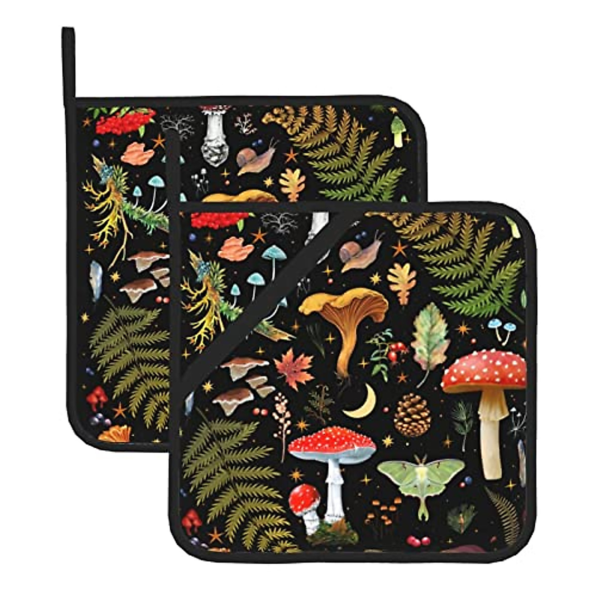 Mushroom Pot Holders Sets, Kitchen Potholders for Cooking Baking BBQ Grilling (2-Piece Sets)